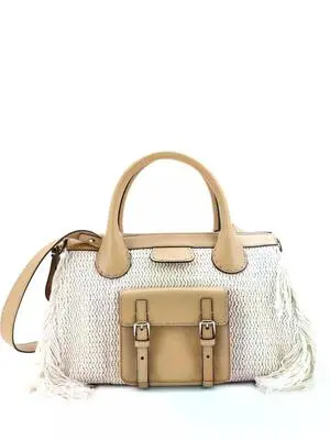 Chloé Edith Nm Knit Cotton With Leather Medium Satchel - Neutrals