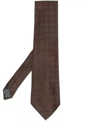 Versace 1980s Geometric-print Silk Tie - Brown