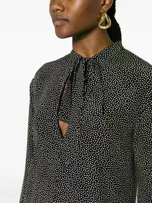 Saint Laurent 2000s Polka Dot Silk Pussy Bow Dress