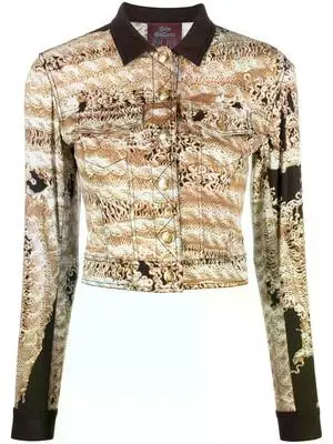 John Galliano 1990s Woven Print Cropped Jacket