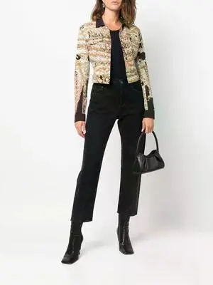 John Galliano 1990s Woven Print Cropped Jacket