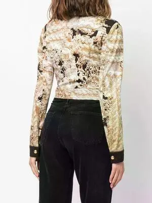 John Galliano 1990s Woven Print Cropped Jacket
