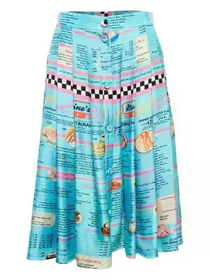 Moschino Menu-print Flared Skirt