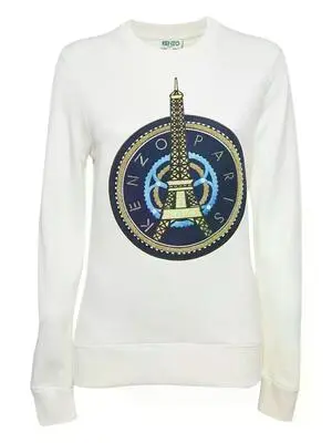 Kenzo Eiffel Tower Printed Sweatshirt - White