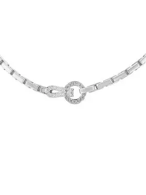 Cartier 2010s 18k White Gold Agrafe Diamond Pendant Necklace