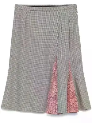 Dolce & Gabbana 2000s Lace-panelled Houndstooth Skirt