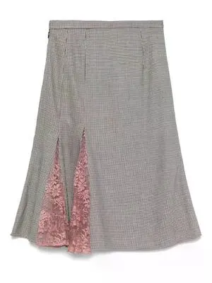 Dolce & Gabbana 2000s Lace-panelled Houndstooth Skirt