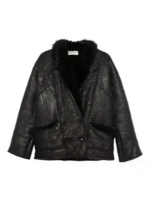 A.N.G.E.L.O. VINTAGE CULT 1980s Double-breasted Coat With Fur Collar - Black