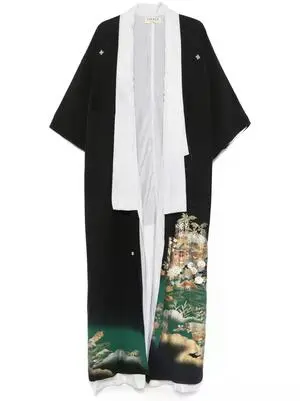 A.N.G.E.L.O. VINTAGE CULT 1970s Illustration-print Kimono - Black