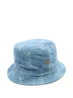 VIVIENNE WESTWOOD Embroidery-logo Denim Bucket Hat - Blue