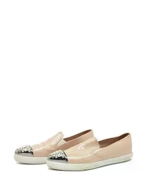 Miu Miu Crystal-embellished Leather Sneakers