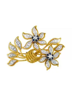 LB EXCLUSIVE 18k Yellow Floral Diamond Brooch - Gold