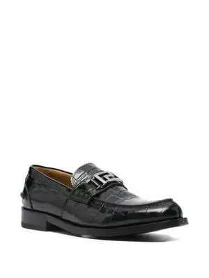 Versace Greca Crocodile-effect Leather Loafers