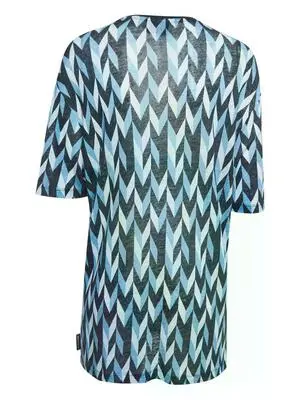 Emporio Armani Zigzag-print Linen Top - Blue
