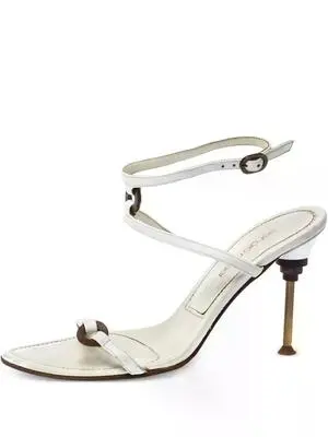 SERGIO ROSSI 95mm Leather Sandals - White
