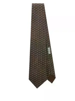 Hermès 2010s Printed Silk Tie - Brown