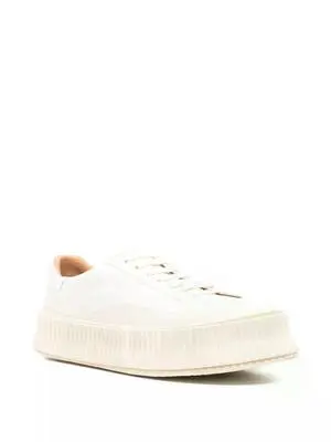 JIL SANDER Leather Flatform Sneakers - Neutrals