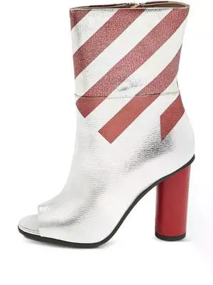 ANYA HINDMARCH 100mm Striped Peep-toe Ankle Boots - Grey