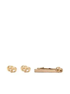 Dior 1990s Cd Logo Cufflinks And Tie Clip Set - Gold