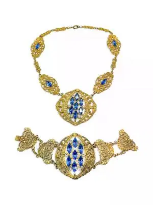 JENNIFER GIBSON JEWELLERY 1900s Filigree Bracelet And Necklace Set - Gold