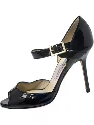 JIMMY CHOO 100mm Patent-Leather Buckled Sandals
