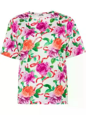 Hermès 1990-2000s Floral Print Short-sleeves T-shirt - Purple