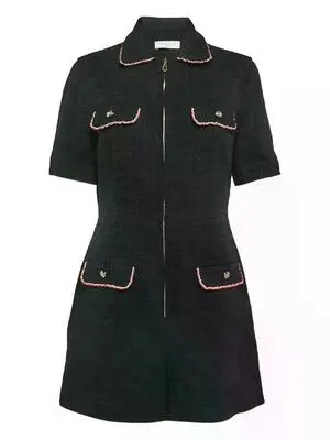 Sandro Tweed Pocket Playsuit - Black