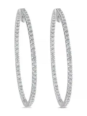 LB EXCLUSIVE 14k White Gold Diamond Hoop Earrings - Silver