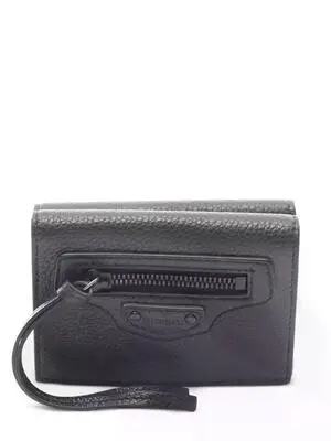 Balenciaga 2020s Mini Tri-fold Leather Wallet - Black
