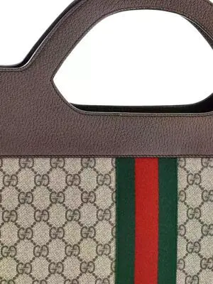 Gucci Ophidia Cut Out Handle Gg Coated Canvas Large Tote Bag - Neutrals