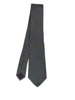Vintage Anchor-motif Silk Tie - Blue