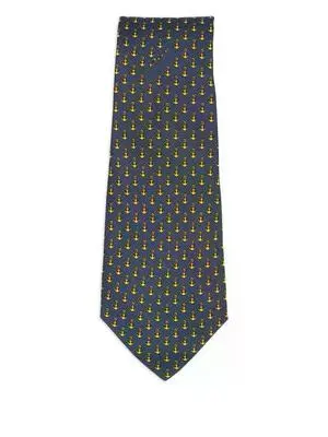 Vintage Anchor-motif Silk Tie - Blue
