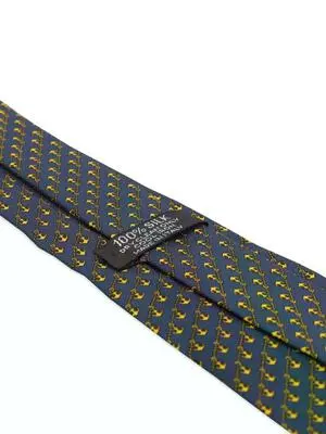 Vintage Anchor-motif Silk Tie - Blue