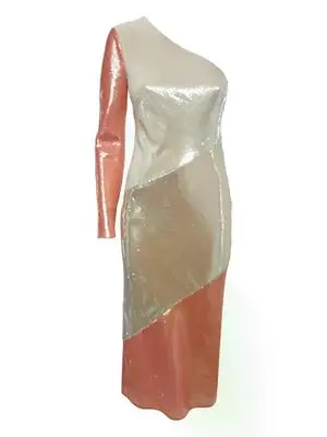 Diane Von Furstenberg One-shoulder Sequin Midi Dress - Neutrals