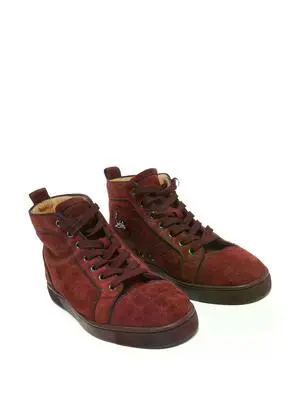 CHRISTIAN LOUBOUTIN Suede Embossed Crocodile Effect High Top Sneakers