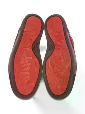 CHRISTIAN LOUBOUTIN Suede Embossed Crocodile Effect High Top Sneakers