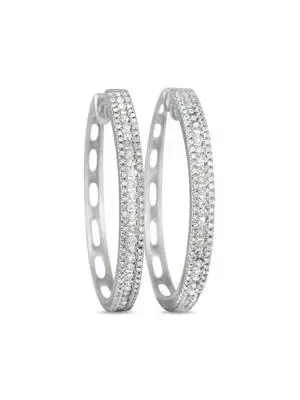 LB EXCLUSIVE 14k White Gold Diamond Hoop Earrings - Silver