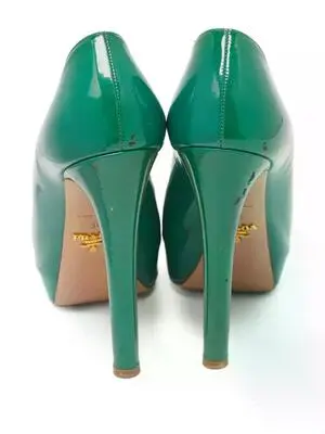 Prada Patent-finish Stiletto Pumps - Green