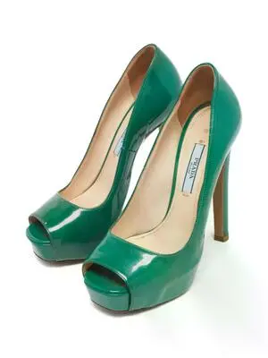 Prada Patent-finish Stiletto Pumps - Green