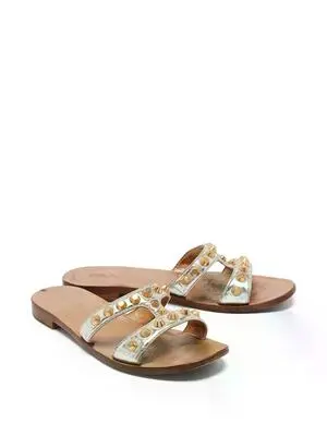 Prada Metallic Leather Sandals