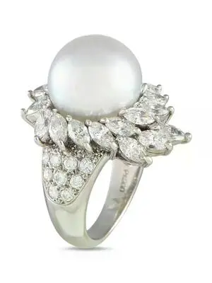 LB EXCLUSIVE Platinum Pearl And Diamond Ring
