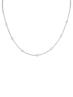 LB EXCLUSIVE 18k White Gold Diamond Station Necklace - Silver