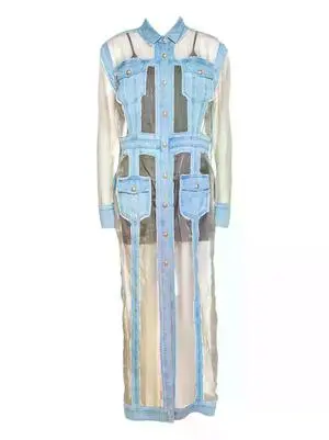 Balmain Denim Maxi Dress - Neutrals