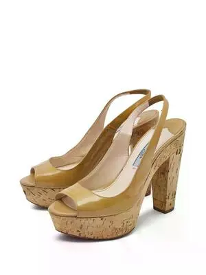 Prada 125mm Platform Peep-toe Slingback Pumps