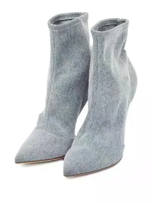 GIANVITO ROSSI 100mm Denim Point-toe Boots