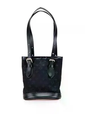 LOUIS VUITTON 2001 Monogram Mini Satin Bucket Bag - Black