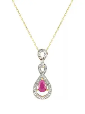 LB EXCLUSIVE 14kt Yellow Diamond And Ruby Pendant Necklace - Gold