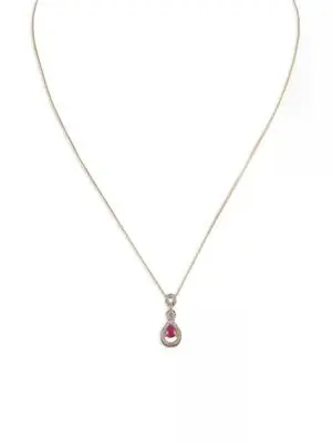 LB EXCLUSIVE 14kt Yellow Diamond And Ruby Pendant Necklace