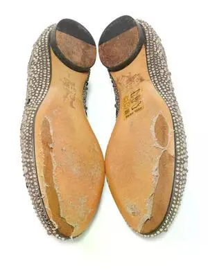 GINA Crystal-embellished Satin Ballet Flats - Grey
