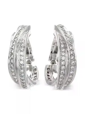 CARTIER White Gold Trinity Diamond Hoop Earrings - Silver